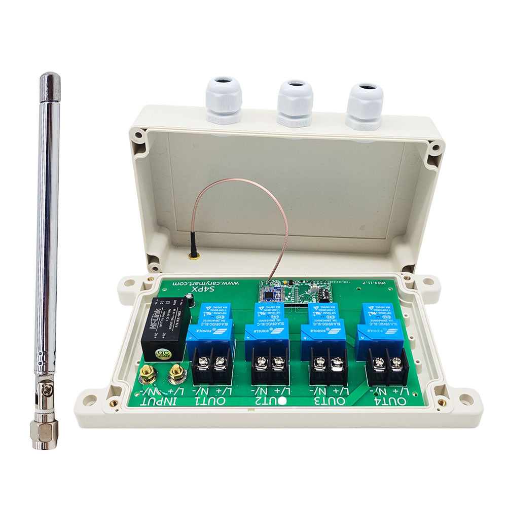 4-Kanal 30A AC Funkempfänger 230V IP65 Wasserdicht 5000m Reichweite ...